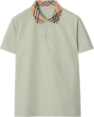 Burberry polo en coton à col à carreaux - Vert
