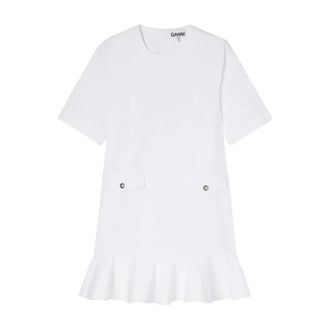 Ganni Stretch Baumwoll-Minikleid - - Dresses - Damen - Wei&szlig; - S
