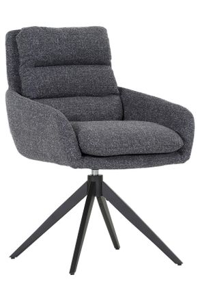 Novel Armlehnstuhl, Anthrazit, Textil, Drehkreuz, 60x89x69 cm, Stoffauswahl, Sitzfl&auml;che 360&deg; drehbar, automatische R&uuml;ckholfunktion, Esszimmer, St&uuml;hle, Esszi