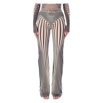 Jean Paul Gaultier Femme, Pantalons, Multicolore, Taille: 40 FR Mesh Pant Morphing Stripes