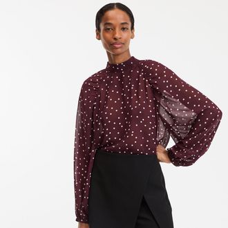 La Redoute Collections Chemise Col Montant Imprim&eacute; &Agrave; Pois