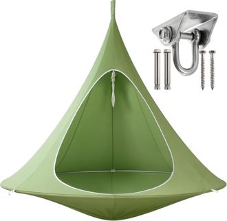 Generic Rundschaukel - H&auml;ngezelt Outdoor Tragkraft 100-200 Kg, H&auml;ngesessel f&uuml;r Drinnen, Aufh&auml;ngeset Inklusive Edelstahlhaken - Schaukelstuhl,Gr&uuml;n,1 * 1.1m/39 