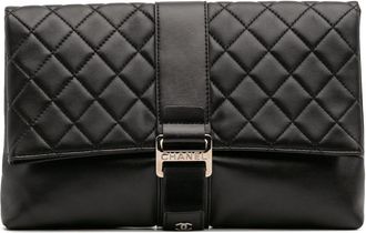Chanel Clutches - CC Quilted Lambskin Grip Clutch - Gr. unisize - in Schwarz - für Damen