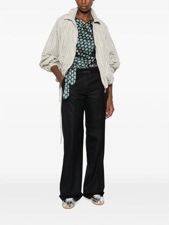 Dries Van Noten Pinstripe Wool Trousers - Black