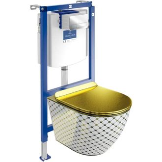 Villeroy & Boch Villeroy&boch - villeroy&boch wc Set mit Vorwandelement, Wand-WC und Sp&uuml;lknopf