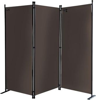 Quick Star Paravent 170 x 165 cm Séparateur de Tissu Jardin en 3 Parties Pliable Balcon Écran de confidentialité partition Brun-Gris