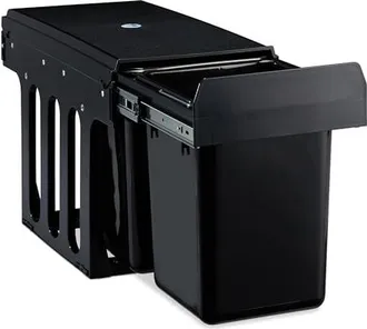 Relaxdays Einbaum&uuml;lleimer 2-fach, ausziehbarer K&uuml;chenm&uuml;lleimer f&uuml;r Unterschrank, 2x8 Liter, 35,5 x 25 x 47 cm, schwarz