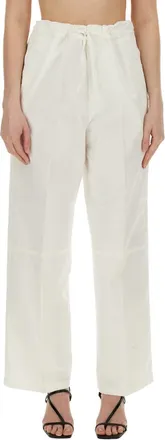 Victoria Beckham Wide-Leg Cotton Trousers - White