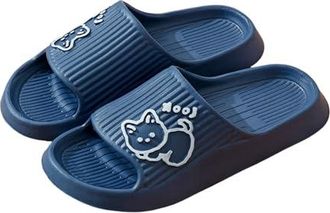 Generic Pantoufles pour hommes et hommes - En EVA - Pour l&eacute;t&eacute; et lint&eacute;rieur - Pour la salle de bain - Motif chien - Bleu fonc&eacute;, pointure 7