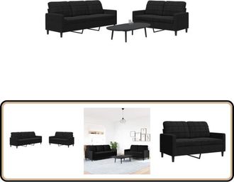 vidaXL Vidaxl - 2-tlg. Sofagarnitur mit Kissen Schwarz Samt - Samtsofa - Wohnzimmersofa - Couch - 2er Sofa - 3er Sofa