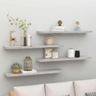 vidaXL Schweberegale 4 Stk. Betongrau 120x23,5x3,8 cm mdf - Vidaxl
