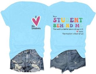 Generic T-shirt d&eacute;contract&eacute; &agrave; manches courtes et col rond pour femme, cadeau de Saint-Valentin 2026, bleu ciel, M