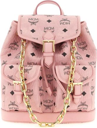 MCM Stark Rucksack mit Monogramm und Ketten-Detail - - Bags - Damen - Rosa - ONE SIZE