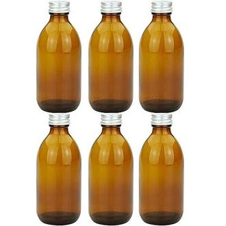 mikken Art 6 x Apothekerflasche 250 ml Glasflasche braun mit Schraubverschluss + Beschriftungsetiketten