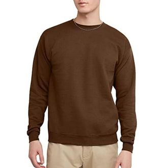 Hanes EcoSmart Pull en Polaire et Coton m&eacute;lang&eacute; &agrave; col Rond pour Homme (Lot de 1 ou 2), Marron Militaire - 1 Paquet, Medium