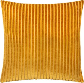 Riva Paoletti Savoy Stripe Kissenbezug - Wendbares, weiches, strukturiertes Samt-Dekokissen f&uuml;r Sofas, Betten und Sessel (Gold - 50x50cm)
