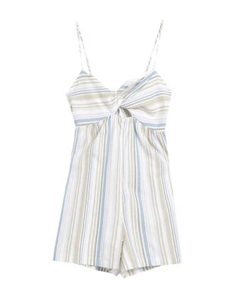 Topshop Topshop linen pastel stripe tie front playsuit