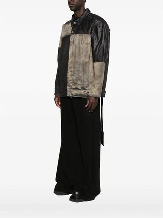 Rick Owens Patchwork Cotton & Nylon Shirt Jacket - Black