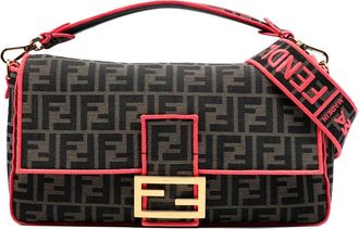 Fendi Hobo Bags - Medium Zucca Canvas Fluo Trim Baguette Satchel - Gr. unisize - in Braun - für Damen