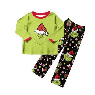 Generic Le Grinch Pyjama Noel Famille De Grinch Ensembles Chaud Et Doux Vetement Enfant Couple Bebe Coton Femme Garcon Assorti Costume The Adulte Deguisement 