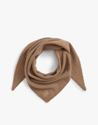 Tommy Hilfiger Blend Logo-Dreiecksschal in Tundra-Moos-Braun
