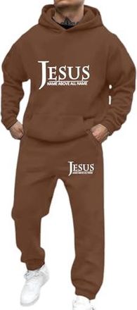 Generic Surv&ecirc;tement pour homme - Ensemble complet avec imprim&eacute; lettres - Sweat &agrave; capuche ample - Jambe droite - Pantalon de surv&ecirc;tement d&eacute;contract&eacute; - Sport qu