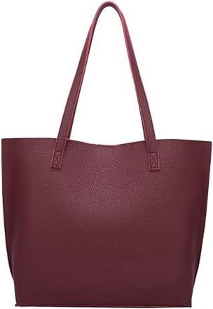 Generic Sac fourre-tout &agrave; bandouli&egrave;re pour homme, couleur unie, motif litchi, grande capacit&eacute;, caf&eacute;, Taille unique