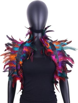 Generic Ch&acirc;le gothique &agrave; plumes pour Halloween, accessoires de cape, accessoires de soir&eacute;e, robes formelles, multicolore, A