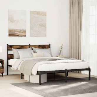 vidaXL Cadre de lit en m&eacute;tal sans matelas ch&ecirc;ne fum&eacute; 160x200 cm Vidaxl