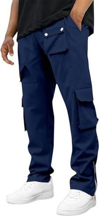Generic Pantalon cargo d&eacute;contract&eacute; pour homme - Poches r&eacute;sistantes &agrave; labrasion - Pantalon cargo - Taille &eacute;lastique - Pantalon de loisirs baggy - Pantalon d&eacute;co