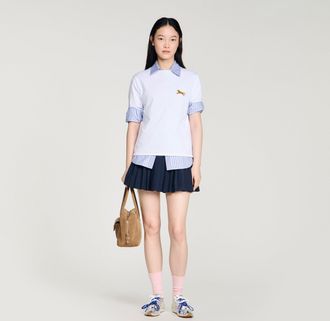 Sandro T-Shirt mit Pferdestickerei