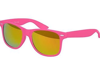 Balinco Lunettes de soleil UV400 CAT 3 CE Rubber - avec charnière à ressort pour femmes & hommes (rose - rouge/orange miroité)