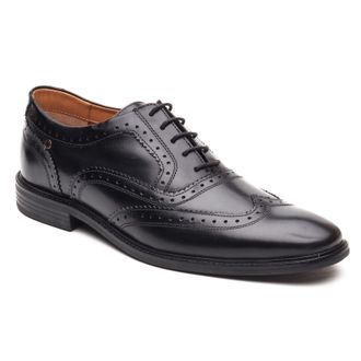 Base London Clarence Brogue Leder Herren Schwarz Brogues Schuhe