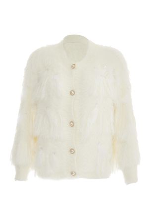 Faina Strickjacke Damen Wollwei&szlig;