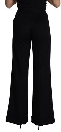 Dolce & Gabbana Womens Cashmere Wide Leg Trousers Black