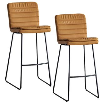 Generic Barhocker, Barhocker mit R&uuml;cken- und Fu&szlig;st&uuml;tze, mit PU-Leder bezogene Barhocker in Tresenh&ouml;he, einfache Montage, Sitzh&ouml;he 76 cm