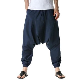 Generic Pantalon de jogging baggy pour homme - Pantalon hippie - Bien-&ecirc;tre - Pantalon de sport - Pantalon de sport dext&eacute;rieur - Pantalon de surv&ecirc;tement d&eacute;cont