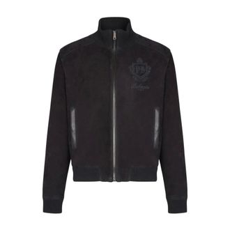 Balmain Homme, Vestes, Noir, Taille: L Veste Noire &agrave; Broderie Zip