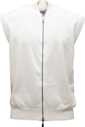 Alpha Studio Homme, Vestes, Blanc, Taille: XL O3899 Gilet Zippé Intégral