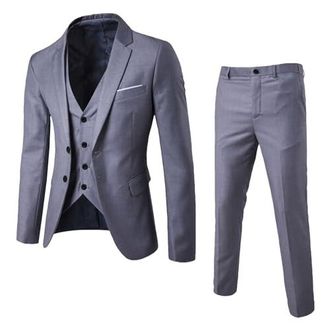 Generic Ensemble de costume pour homme - Coupe ajust&eacute;e - Solide - Formelle - Costume professionnel - Robe de mari&eacute;e - Groomsman Cblazer - Gilet Panto, 2button