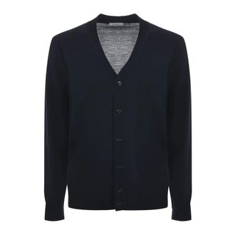 Paolo Pecora Blauer Feiner Woll-Cardigan - - Knitwear - Herren - Blau - 2XL