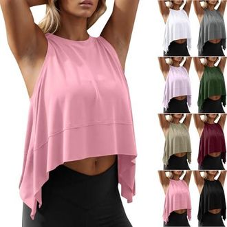 Generic D&eacute;bardeur de sport ample pour femme - Grandes tailles - D&eacute;bardeur femme ventre nu - Coton - &Eacute;l&eacute;gant - Sans manches - Haut d&eacute;t&eacute; Yk2 - Maillot de corps 