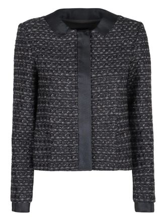 Emporio Armani veste en tweed à manchettes - Noir