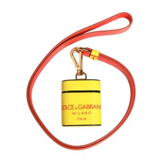 Dolce & Gabbana Calf Leather Logo Flip Holder Strap AirPods Case - Femme - Accessoires - Jaune - Taille: ONE Size