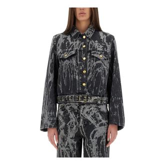 Ganni Femme, Vestes, Noir, Taille: 38 FR Veste ceintur&eacute;e en denim &eacute;pais