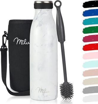 Milu Gourde en acier inoxydable 350 ml 500 ml, 750 ml, 1000 ml, 1,5 l - Bouteille isotherme, bouteille deau isol&eacute;e, double paroi anti-fuite, convient aux a