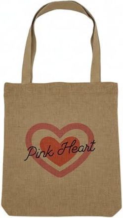 Fabulous Sac Shopping Tote Bag Aspect Lin - Pink Heart Coeur Amie - Sac de Courses Toile Epaisse 360g Beige Naturel Cabas Port&eacute; Epaule Solide Imprim&eacute; en France