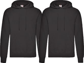 Fruit Of The Loom Herren Kapuzenpullover S M L XL XXL 3XL 4XL 5XL auch Sets, 2X Schwarz + 1x HL-Kauf Notizblock, XXL