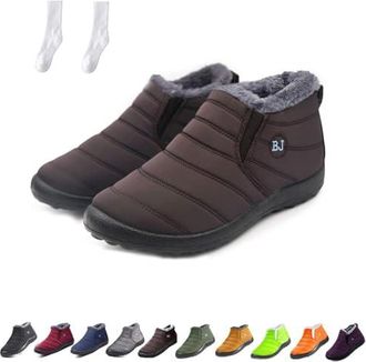 Generic Bottes orthop&eacute;diques chaudes imperm&eacute;ables pour homme et femme - Antid&eacute;rapantes - Doublure en fausse fourrure - Chaussures dhiver &agrave; enfiler, marron, 37