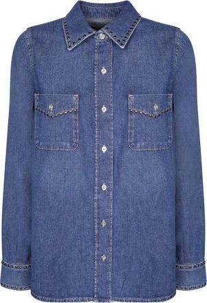 7 For All Mankind Femme, Blouses et Chemises, Bleu, Taille: 38 FR Chemise en denim &agrave; manches longues